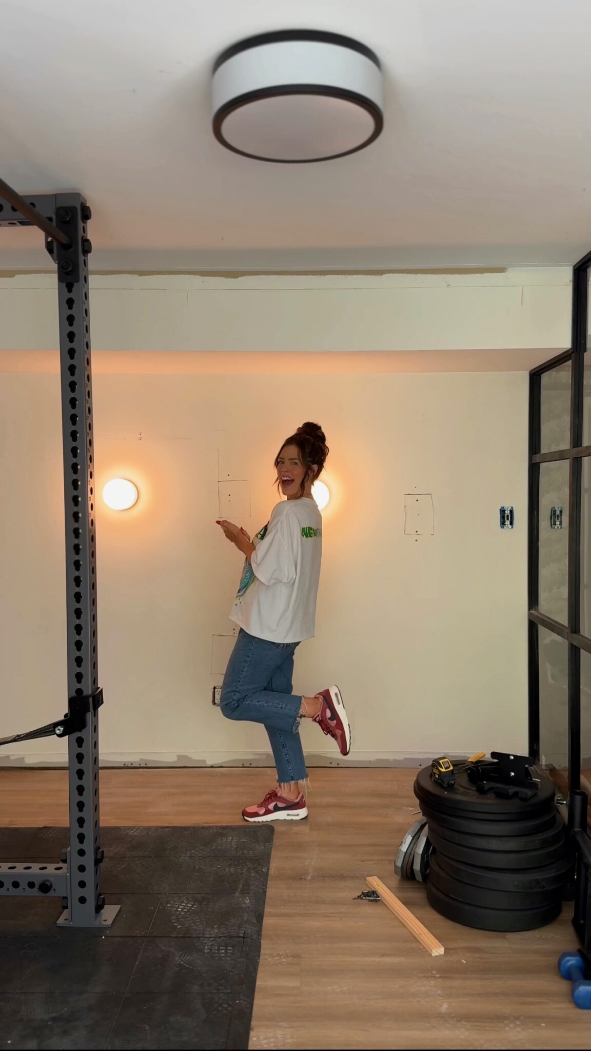 Home Gym Renovation - Wood Plank Wall - Cass Makes Home